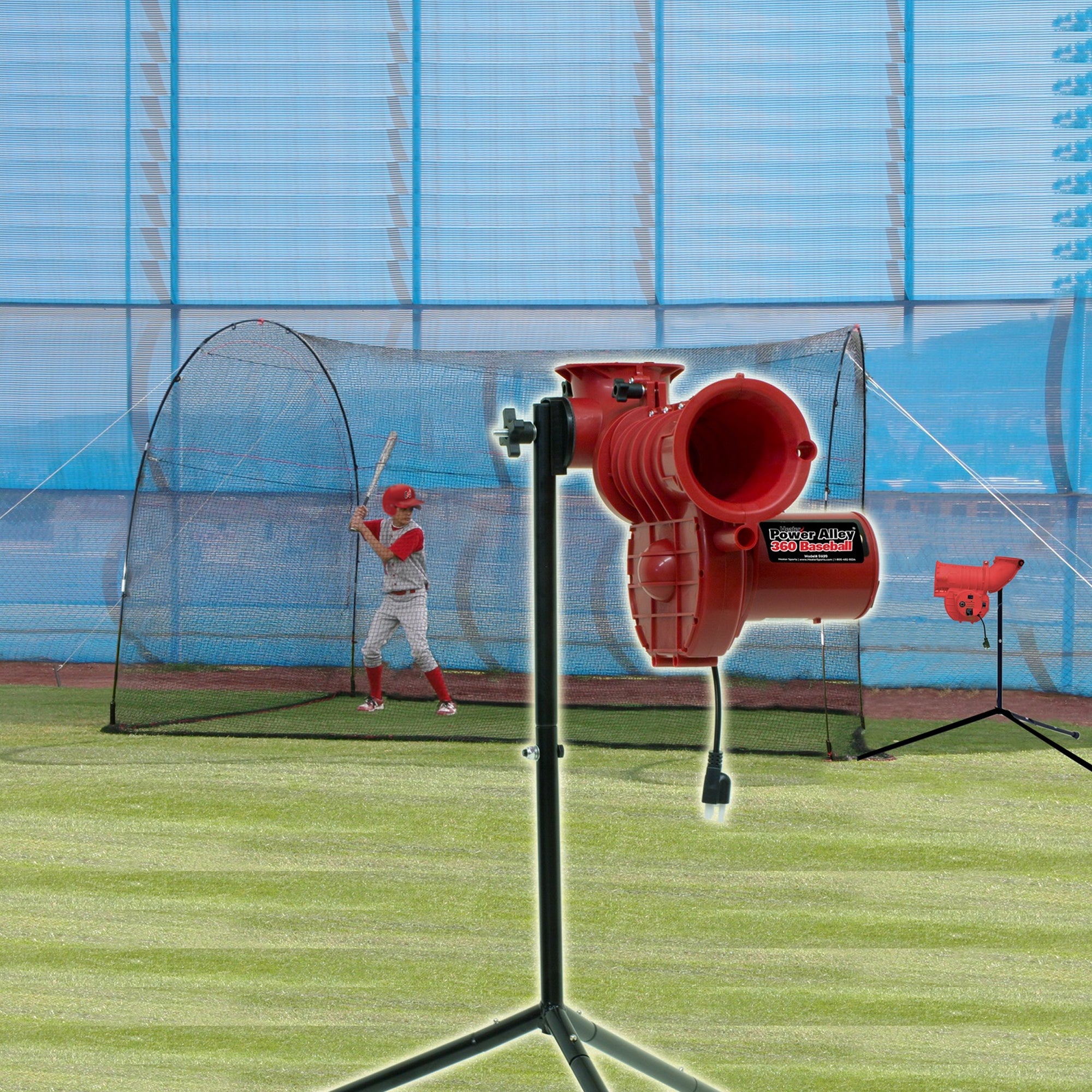 Máquina Lanzamiento Béisbol Heater Power Alley Lite 360 y Jaula SP199 ...